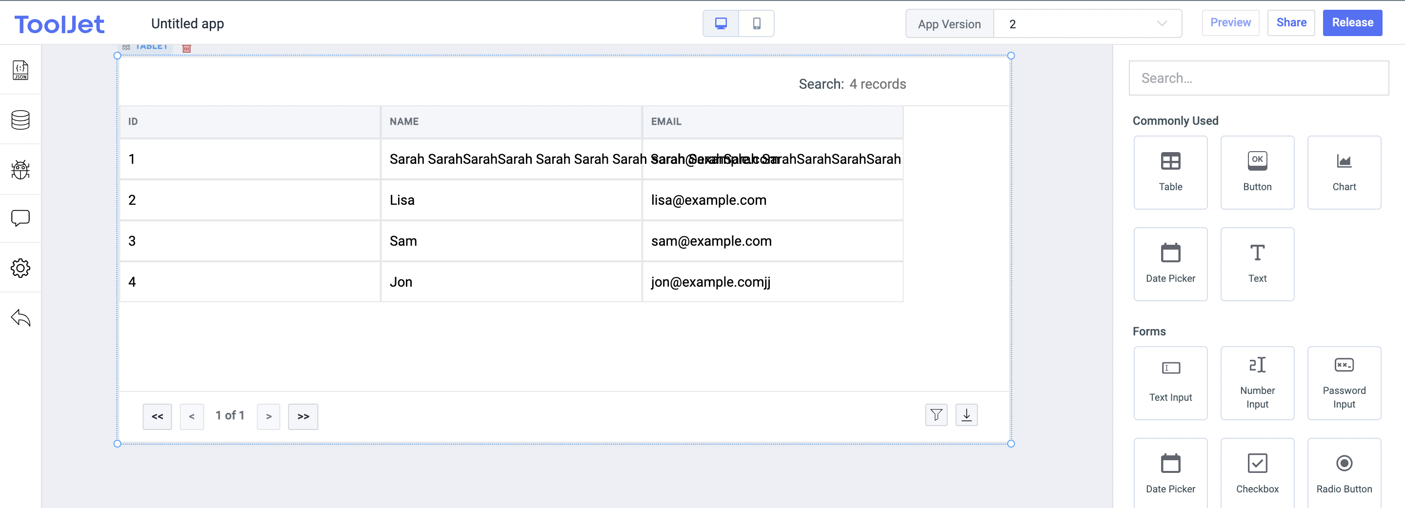 Long text overflow from cell in table widget · Issue #1945 · ToolJet/ToolJet · GitHub