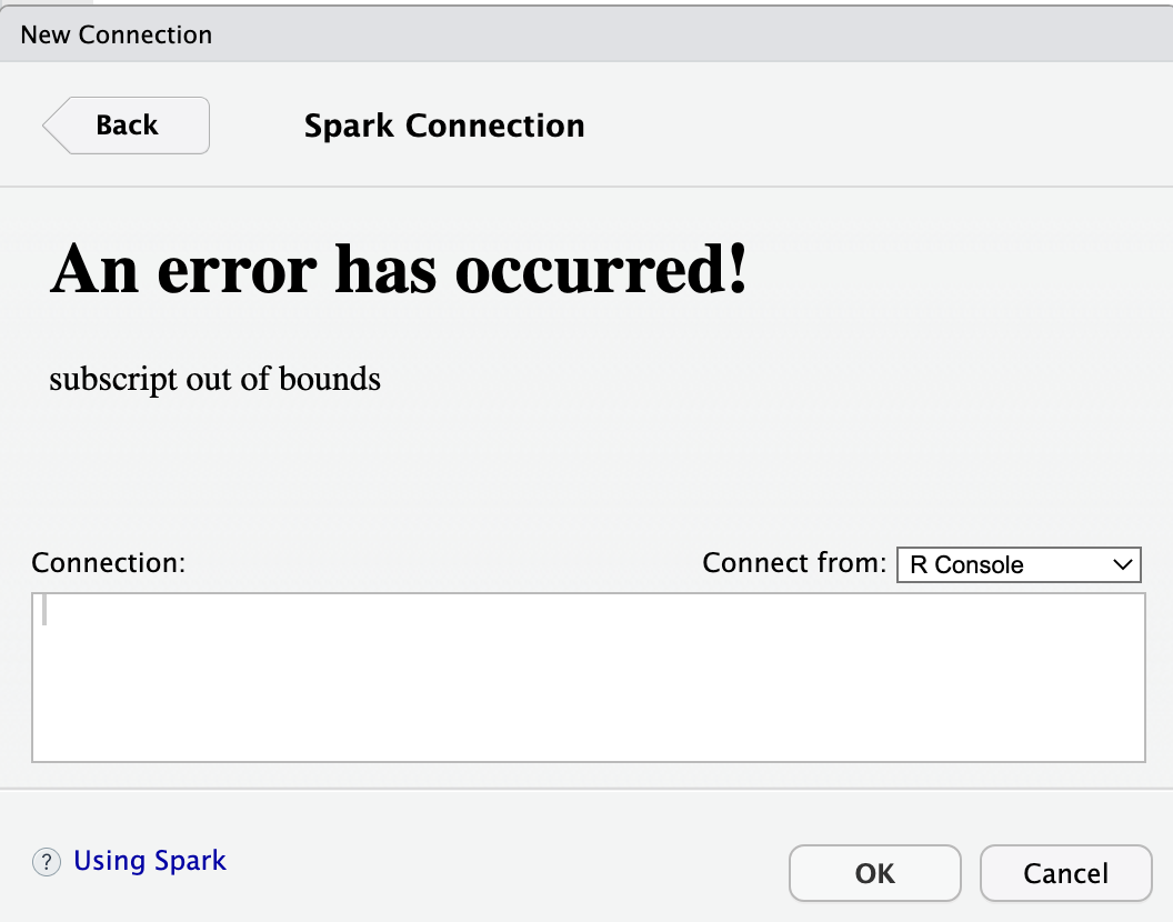 New Spark connection shows error instead of the form fields · Issue #13296 · rstudio/rstudio ...