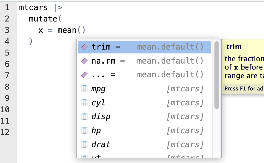 Different autocomplete options are missing depending on whether code is preceded only by blank ...