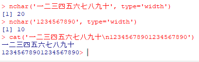 Double-width characters are printed with different widths than reported by `nchar()` · Issue ...
