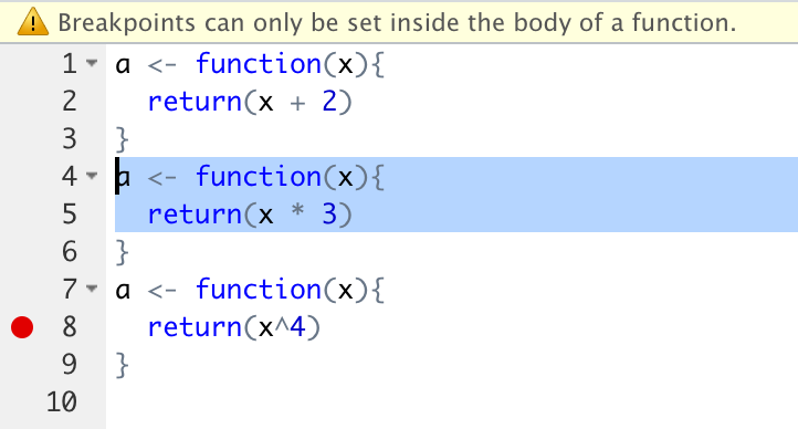 Can only set breakpoint inside one instance of multiple function ...