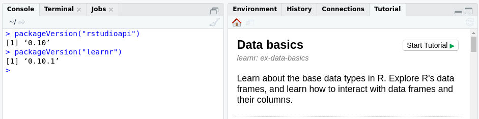 Tutorial pane doesn't indicate that rstudioapi version 0.11+ is required · Issue #6418 · rstudio ...