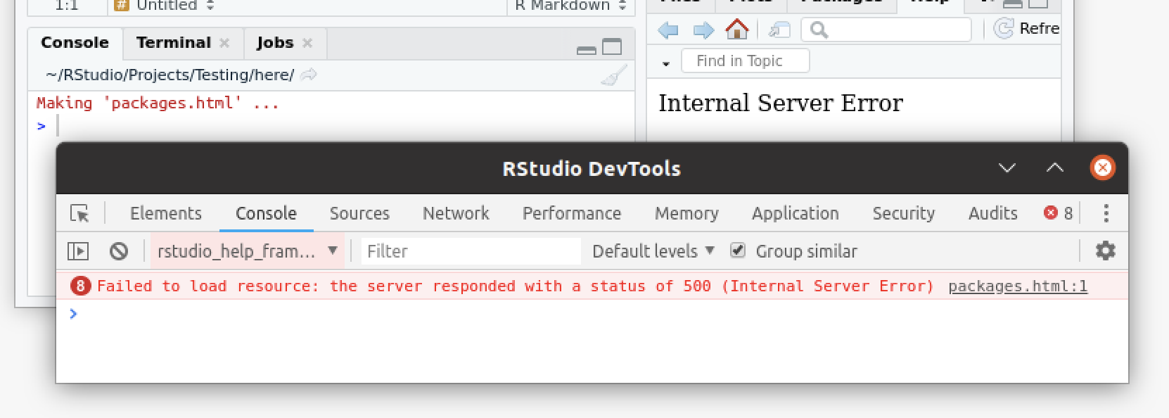 Packages link in Help pane results in "internal server error" · Issue #8372 · rstudio/rstudio ...