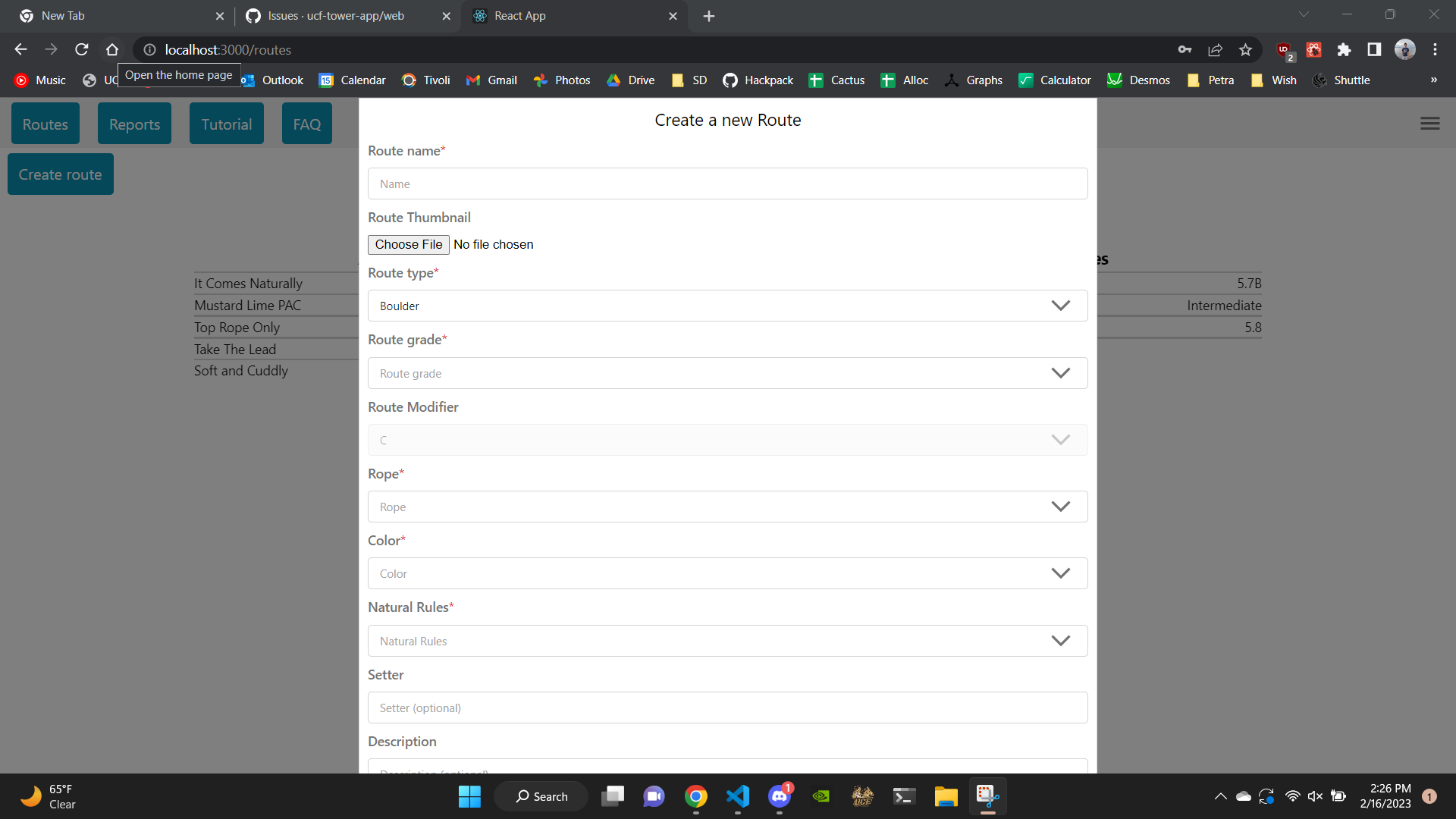 Fix Create Route Modal · Issue #77 · ucf-tower-app/web · GitHub