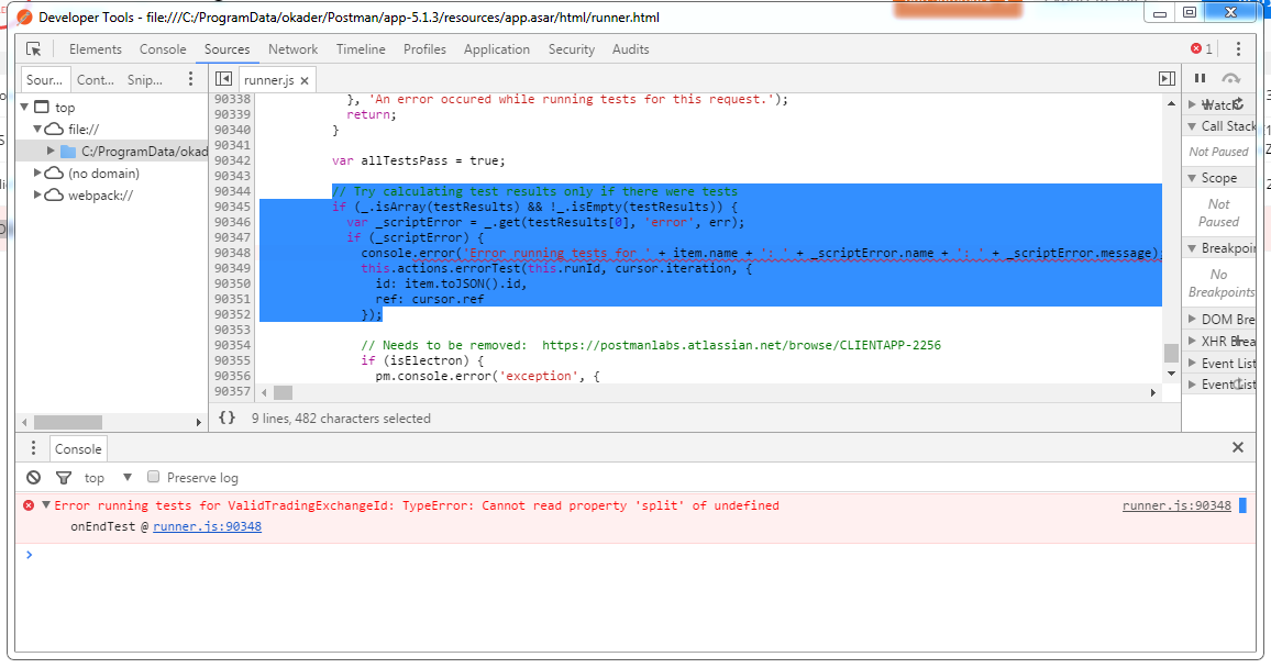 Can not run the entire collection with Runner, get error message ...
