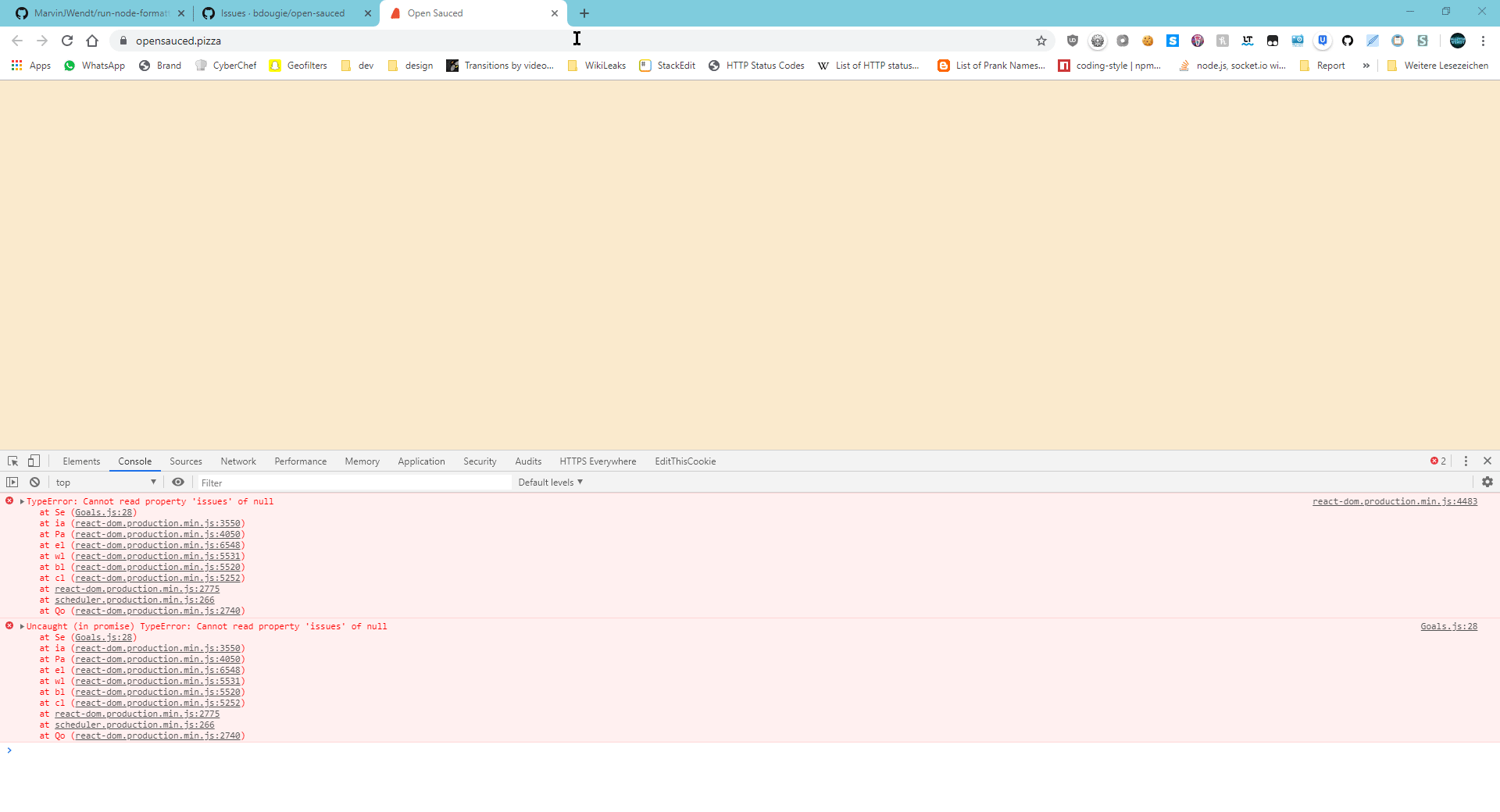 Website Crashes On Opening · Issue 295 · Open Saucedopen Sauced · Github 