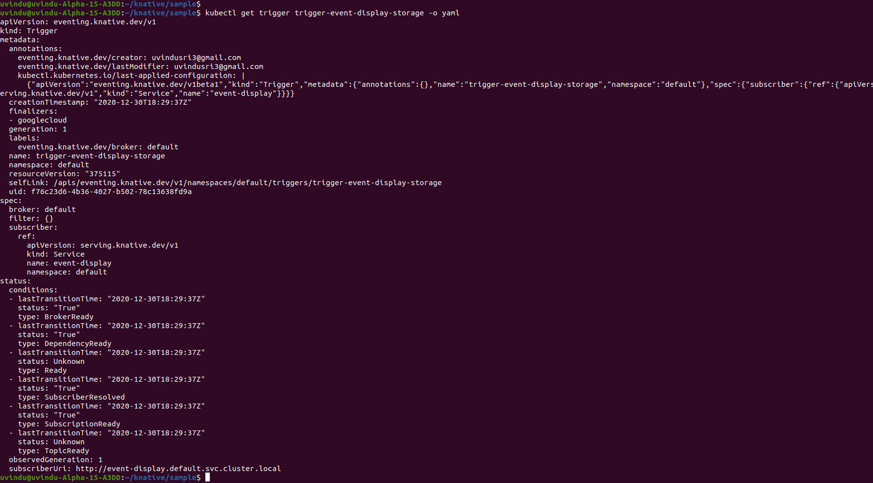 knative trigger status Unknown due to TopicReady Unknown · Issue #2011 · google/knative-gcp · GitHub
