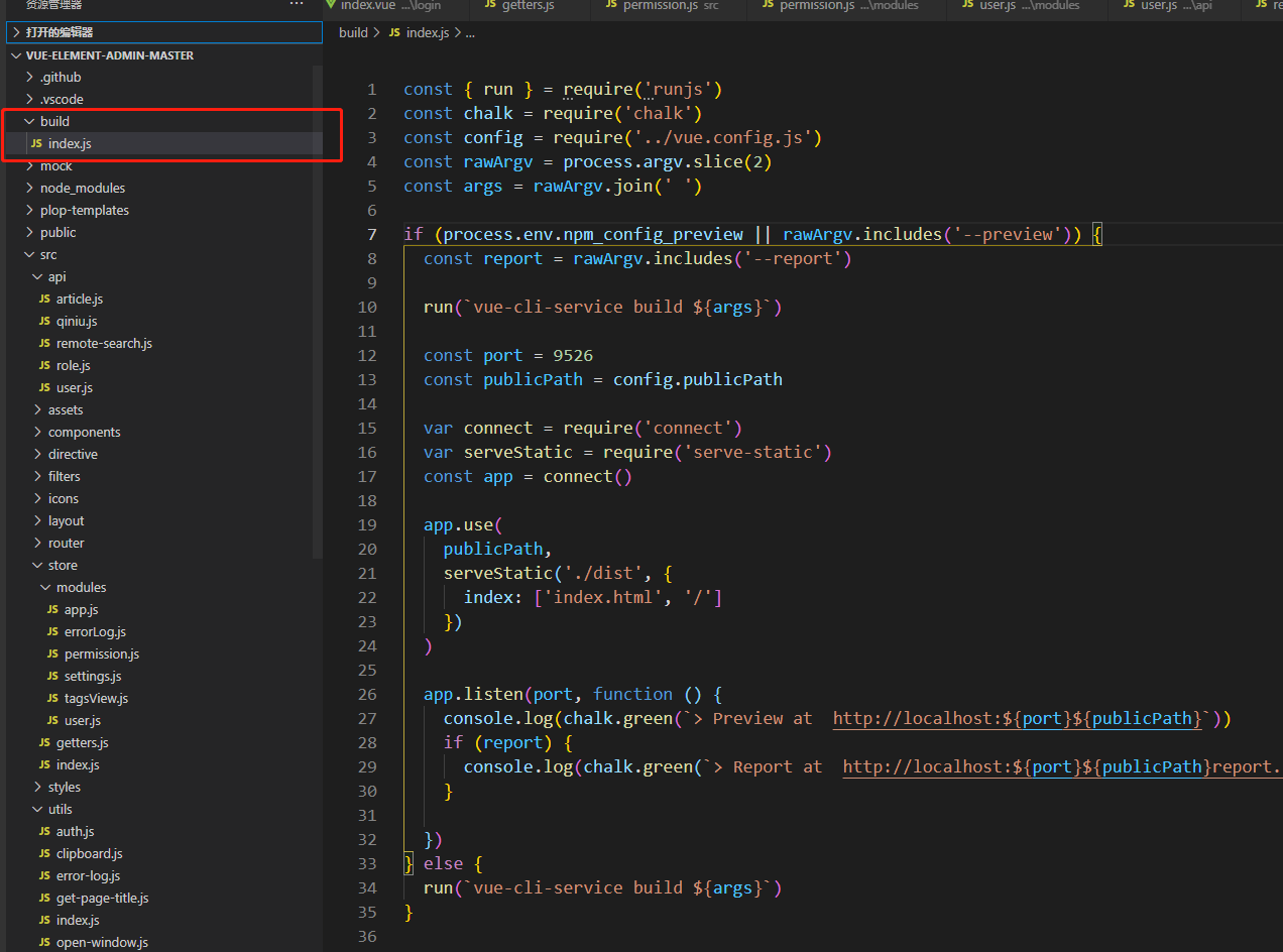 请问项目结构build文件夹中的indexjs的作用是? · Issue 3667 · Panjiachenvue Element Admin · Github 7634