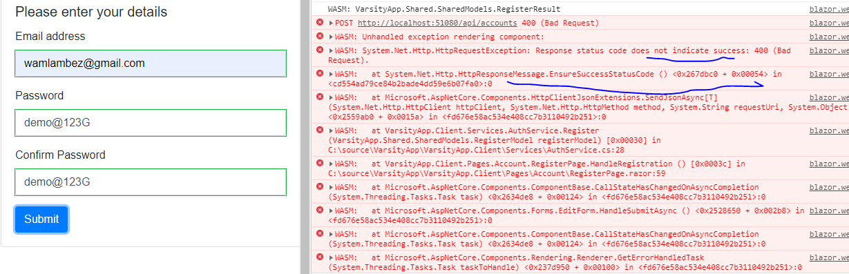 Server side Errors on Client side · Issue #2 · chrissainty/PolicyBasedAuthWithBlazor · GitHub