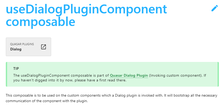 useDialogPluginComponent · quasarframework quasar · Discussion #10076 · GitHub