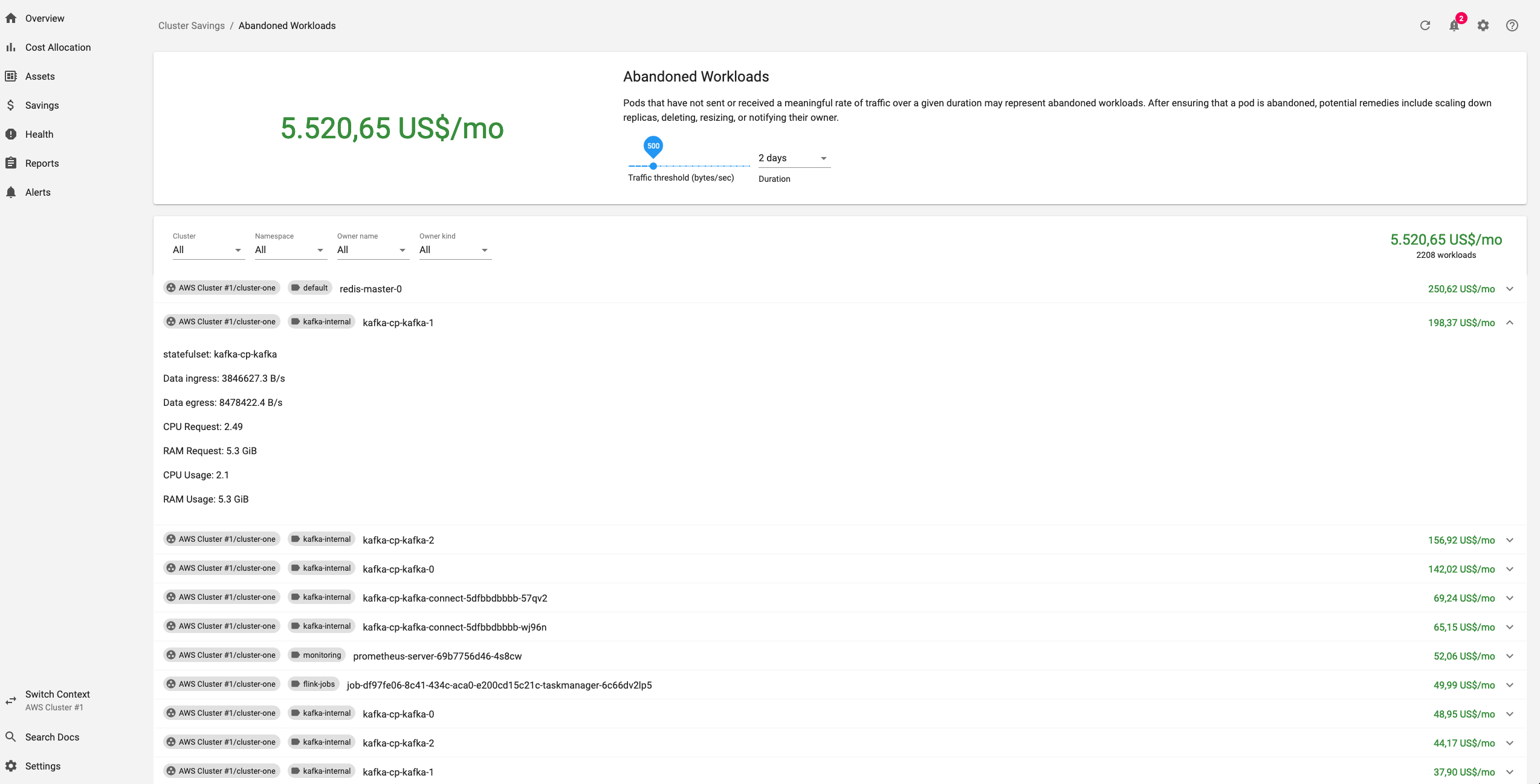 Abandoned Workloads Report Logic Error · Issue 1730 · Kubecost Cost Analyzer Helm Chart · Github