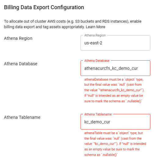 UI issue adding AWS cloud integration: athenaDatabase must be a `object` type · Issue #2135 ...