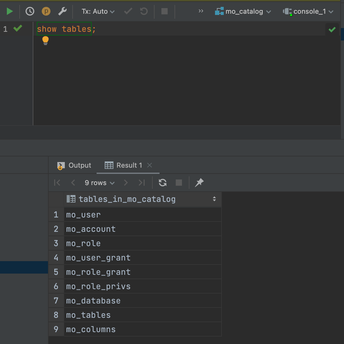 [Bug]: Cannot execute select statement when connecting to MO using IntelliJ EDEA Console · Issue ...