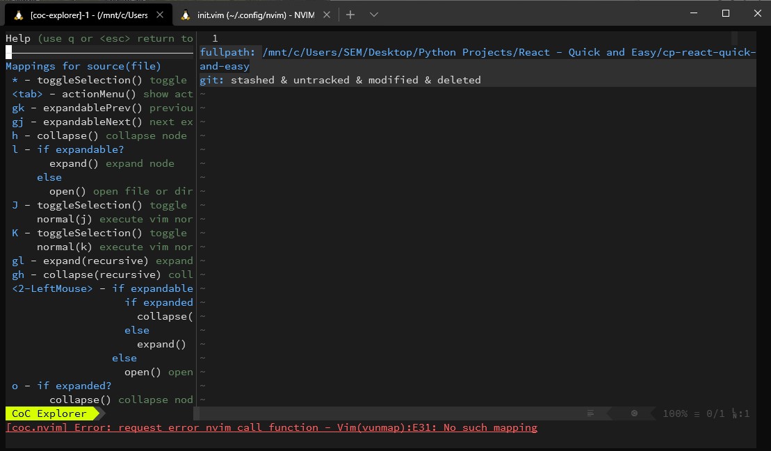 Unable to Toggle Close Help Menu · Issue #292 · weirongxu/coc-explorer · GitHub