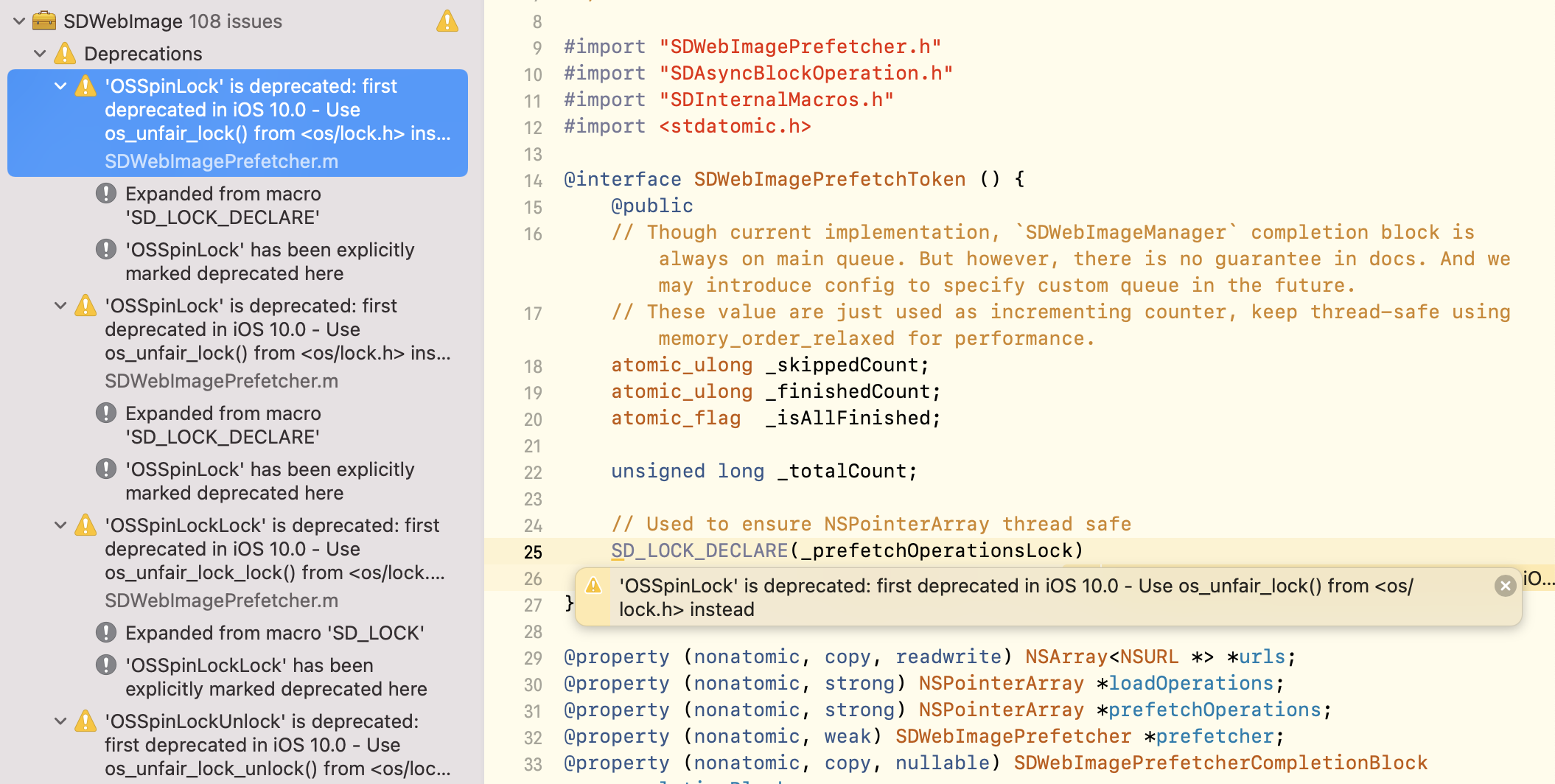 OSSpinLock is Deprecated · Issue #3136 · SDWebImage/SDWebImage · GitHub