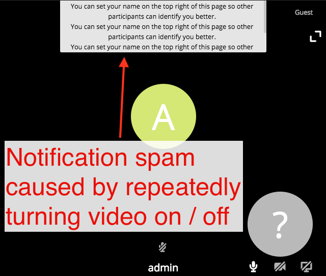 Notification SPAM when disabling video camera (guest only) · Issue #391 · nextcloud/spreed · GitHub