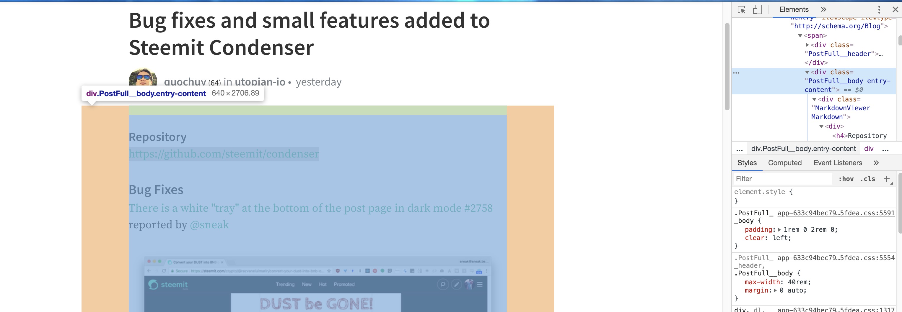 Increase the width of the post body · Issue #3372 · steemit/condenser · GitHub