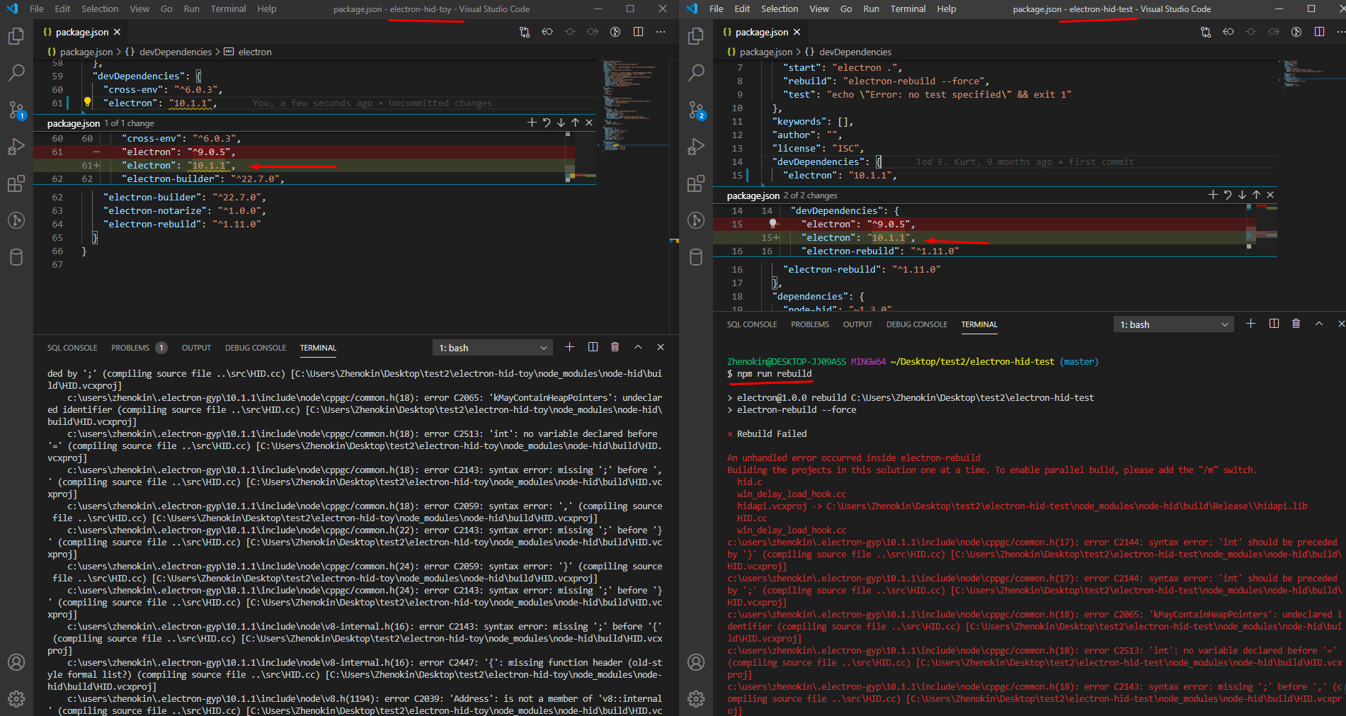 Problems In Rebuilding Module Node Hid For Electron V1011 · Issue