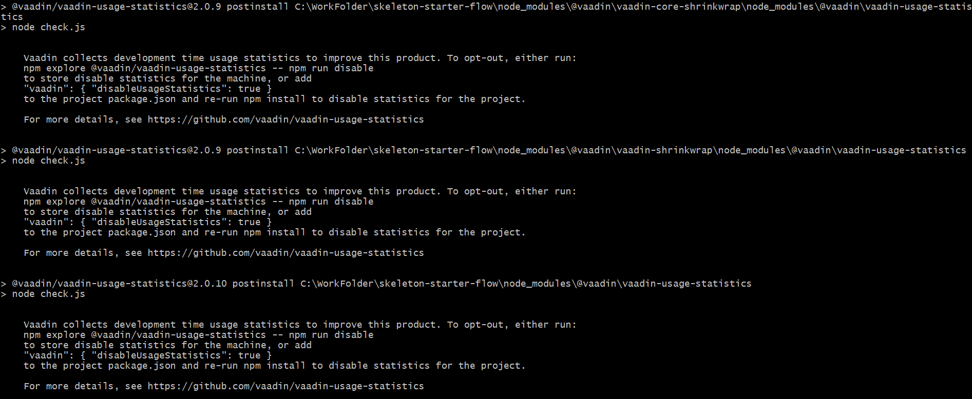 Duplicated Log Info And Node Module Contents When Run The Project · Issue 838 · Vaadin Platform
