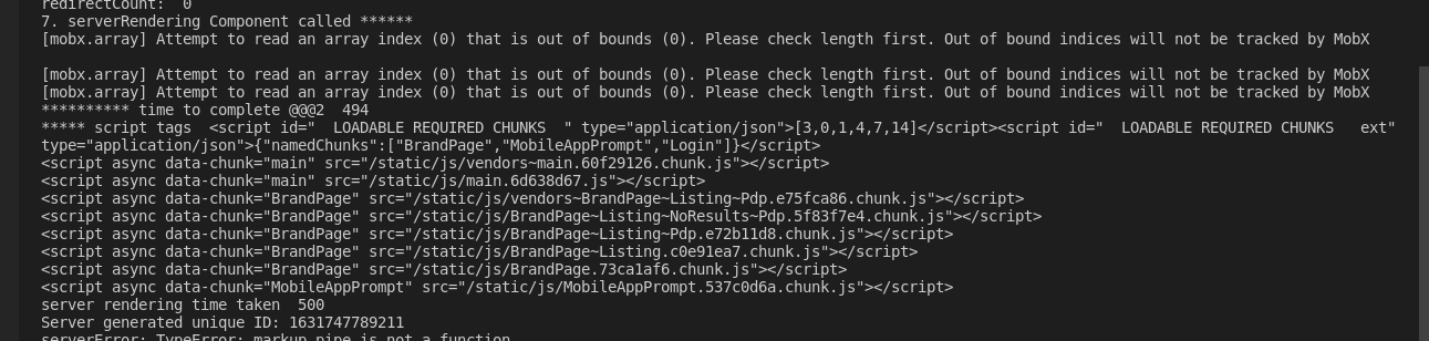 Getting Loadable Chunks When Using Rendertostring But Not When Using Rendertonodestream