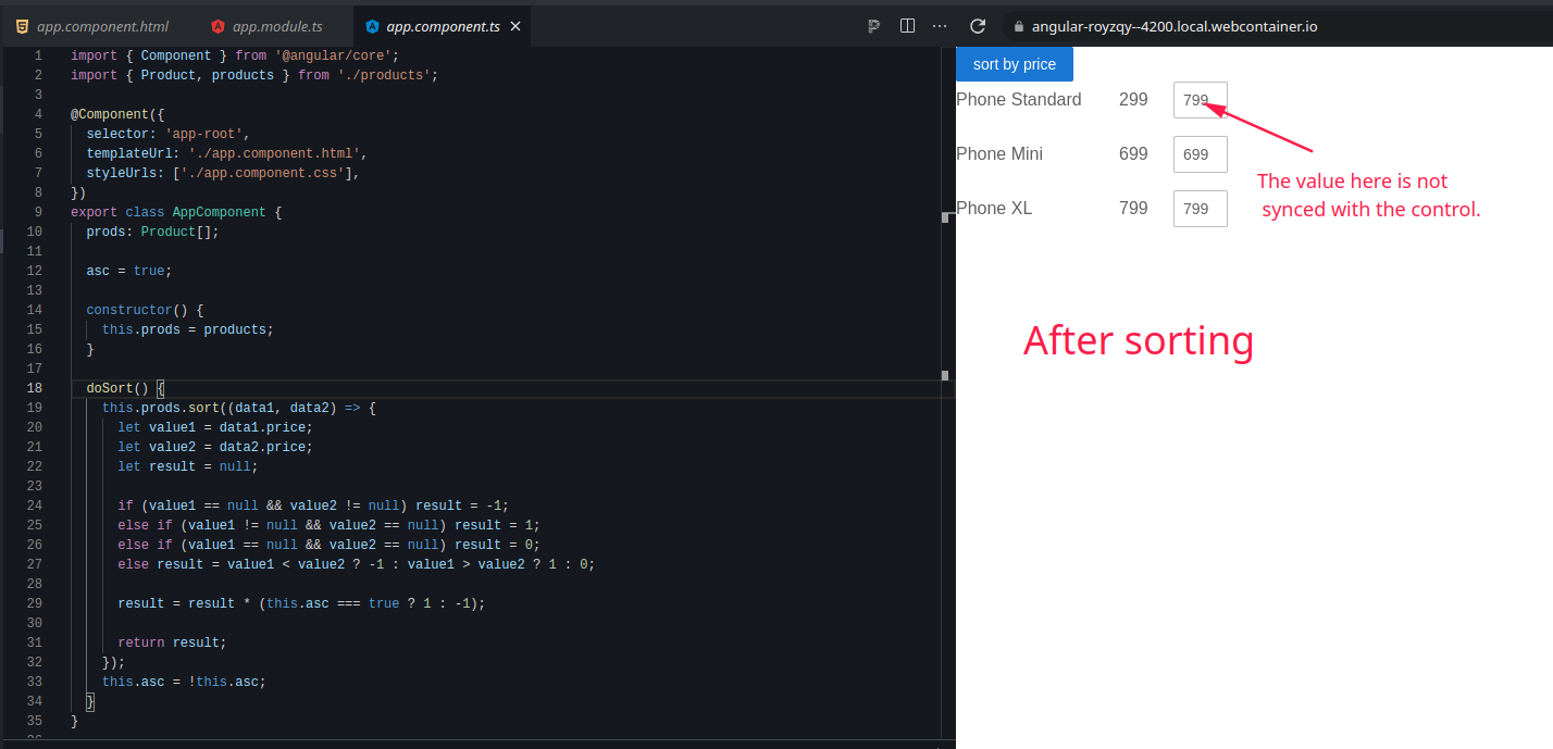 The Value Of Form Element Is Not Synced With Control After Sorting
