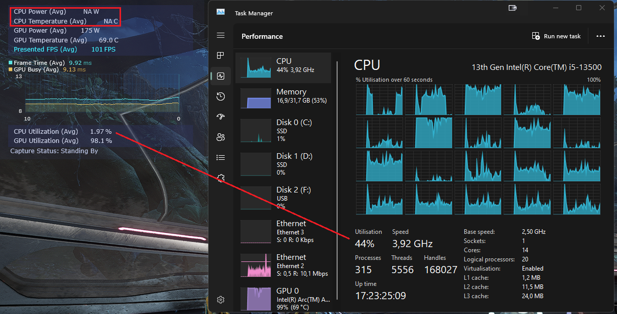 broken CPU metrics (Power, Temp, Util) on Core i5-13500 · Issue #174 ...