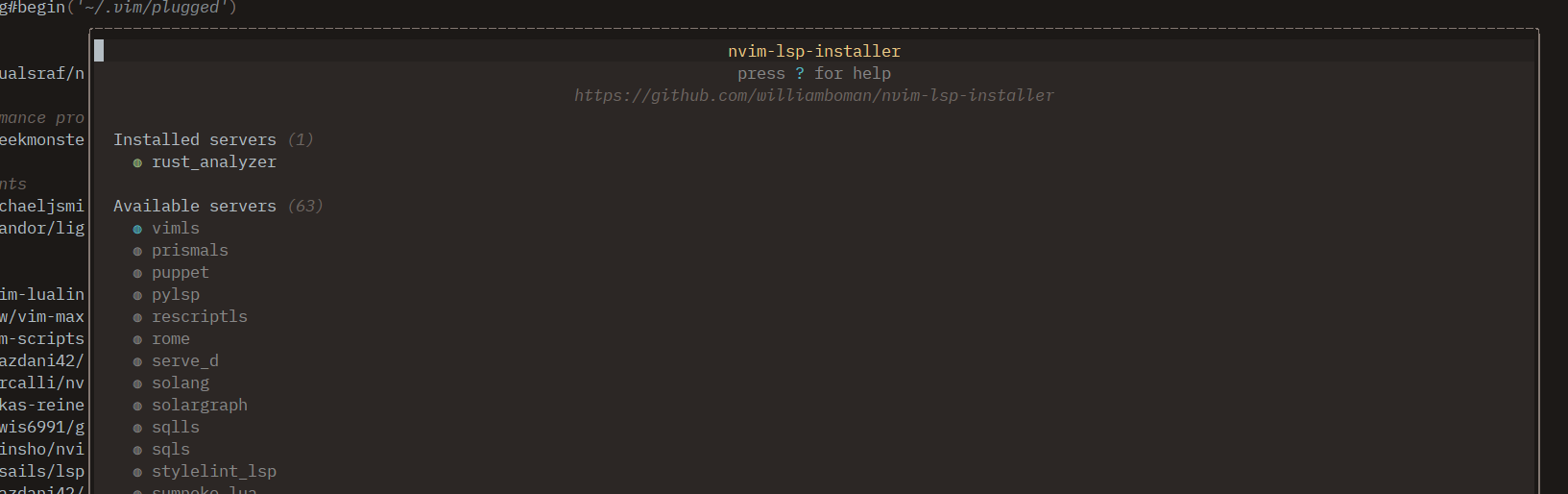 Installing various servers fails on windows 10 · Issue #201 · williamboman/nvim-lsp-installer ...