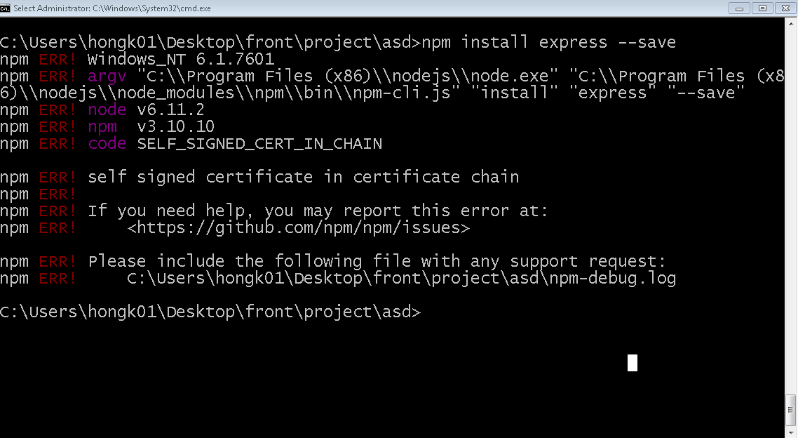 can't npm instsall express --save. Had this problem for a week. · Issue #18216 · npm/npm · GitHub
