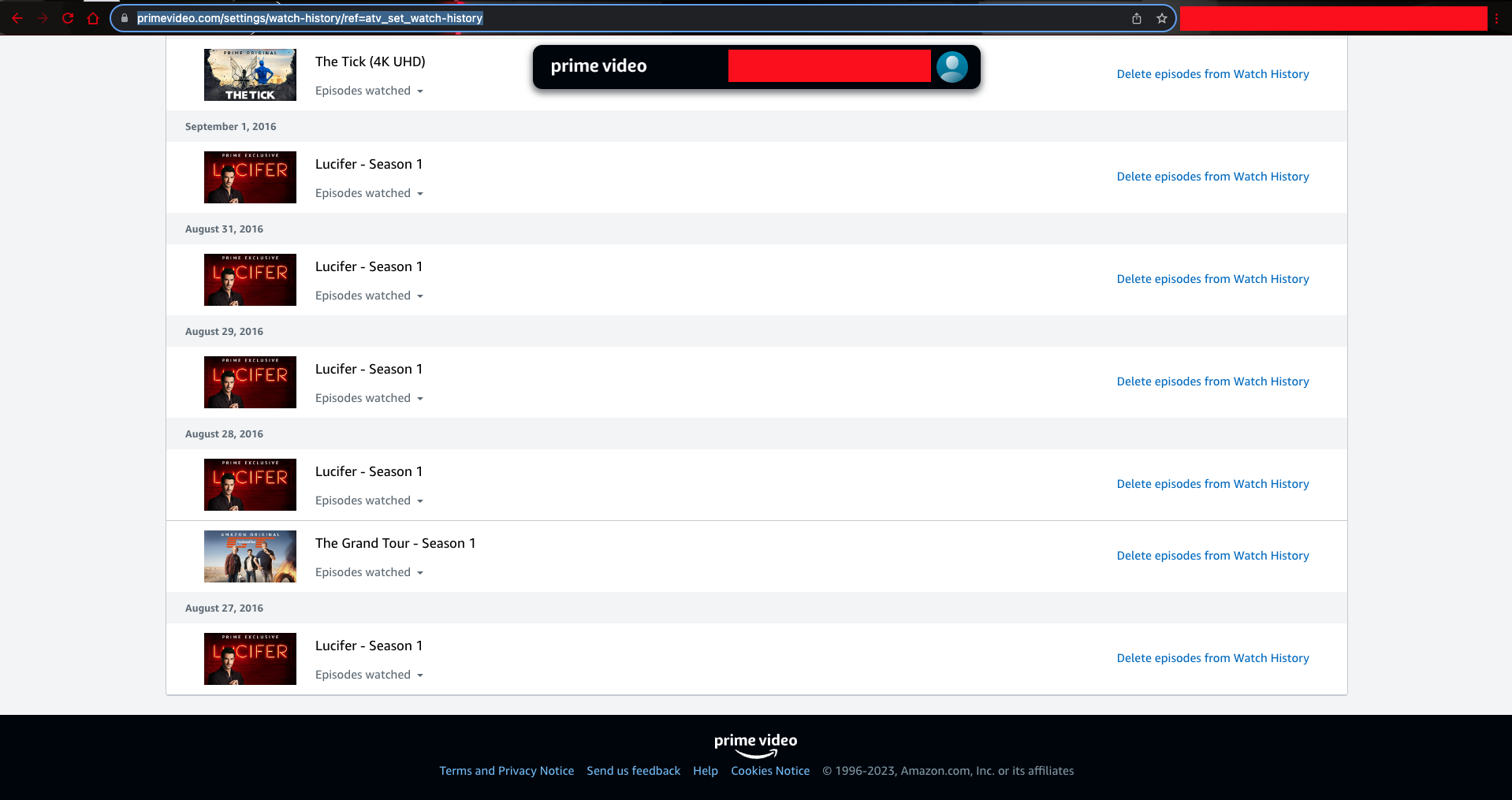 Prime Video history only goes back to early July 2021 (about 26 months ...