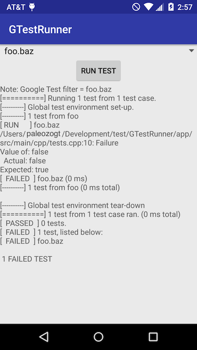 GitHub - paleozogt/AndroidGTestRunner: Demo of how to run C++ GTest ...