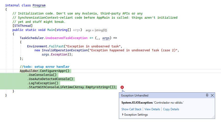 Startup error: "Invalid controller" · Issue #99 · jinek/Consolonia · GitHub