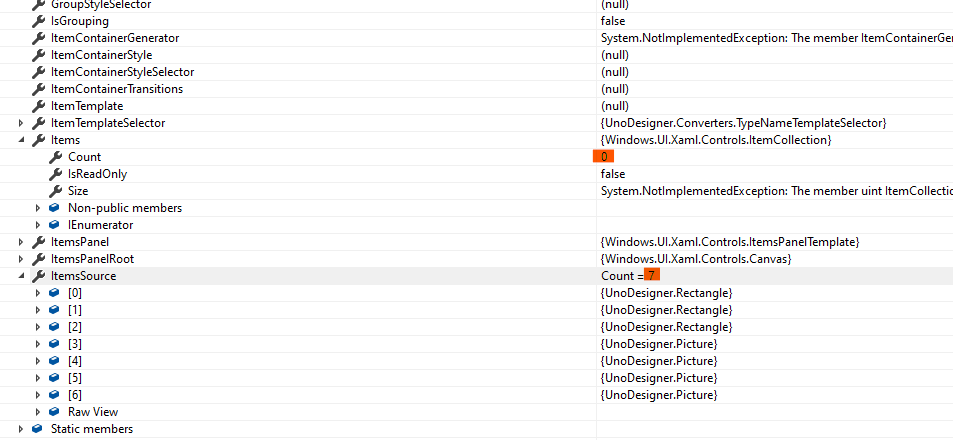ItemsControl.Items doesn't reflect the actual items · Issue #2347 · unoplatform/uno · GitHub