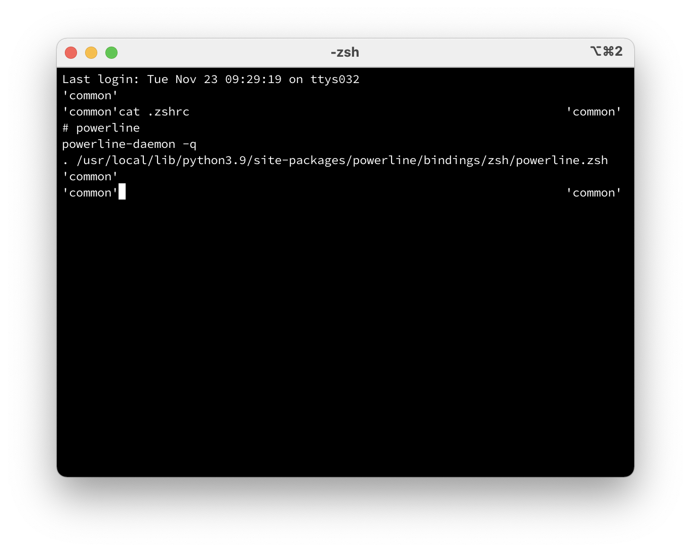 Zsh prompt just shows `'common'` · Issue #2185 · powerline/powerline · GitHub