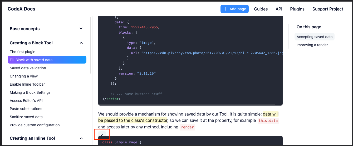 Bug: sidebar slider is hidden behind code and warning blocks · Issue #242 · codex-team/codex ...
