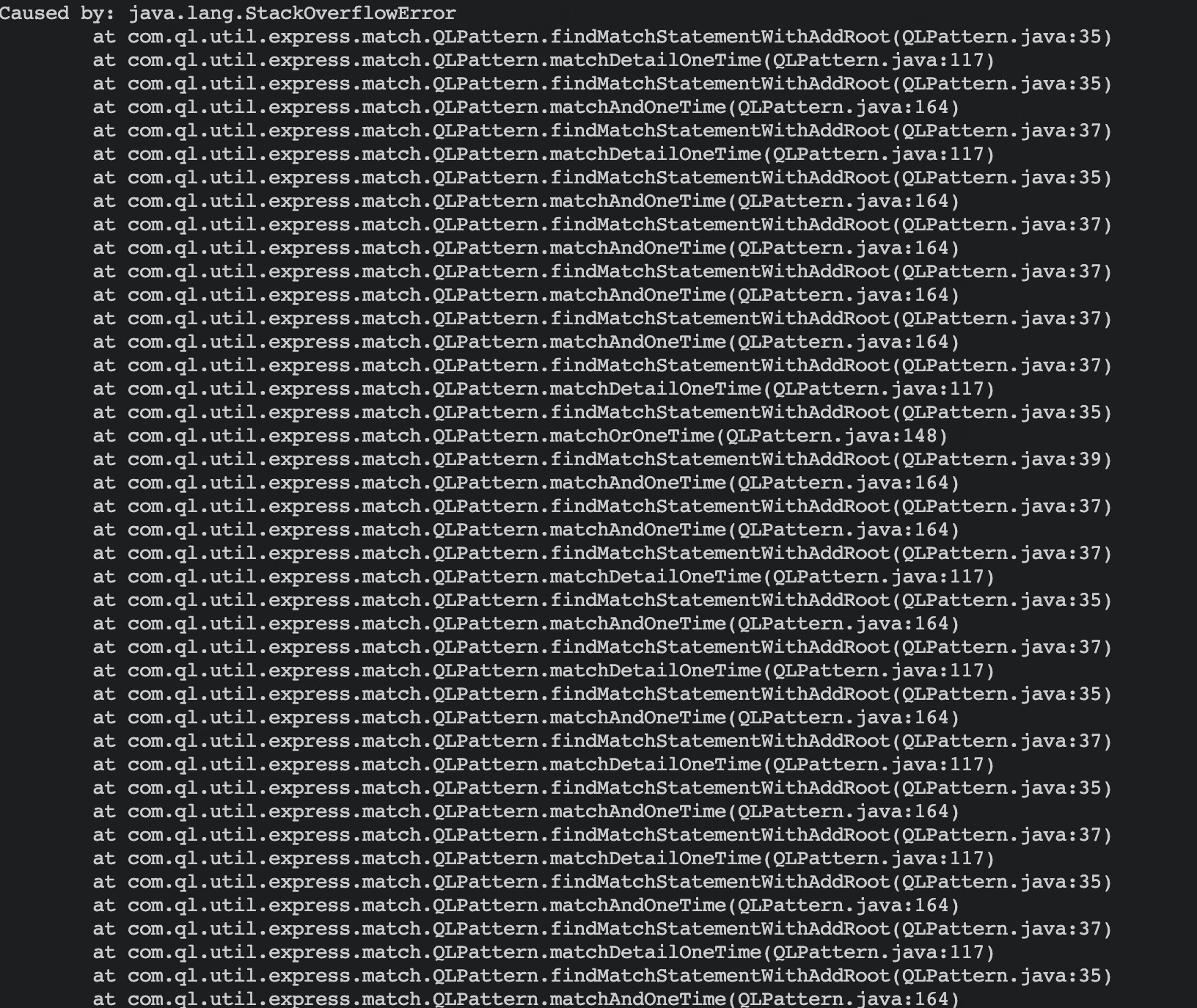 执行时发生死循环java.lang.StackOverflowError（本地debug可复现） · Issue #120 · alibaba/QLExpress · GitHub