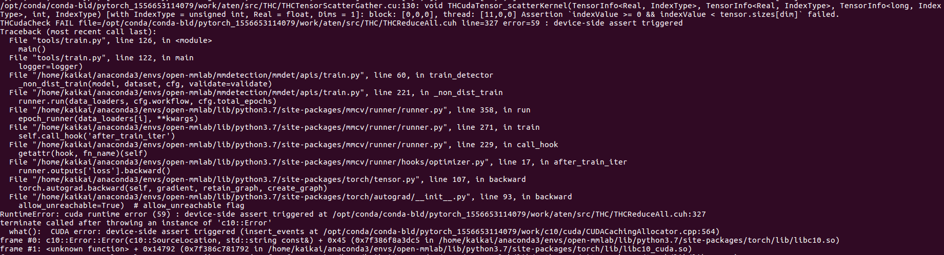 Device Side Assert Triggered Error When Training Ssd512 · Issue 1366 · Open Mmlab