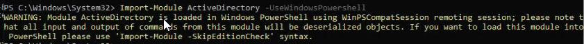 Import-Module with UseWindowsPowerShell parameter as LOCALSYSTEM account fails if $HOME ...