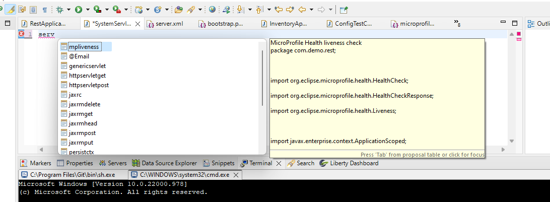 Snippets invoked via type-ahead are not indented properly · Issue #349 · eclipse-lsp4jakarta ...