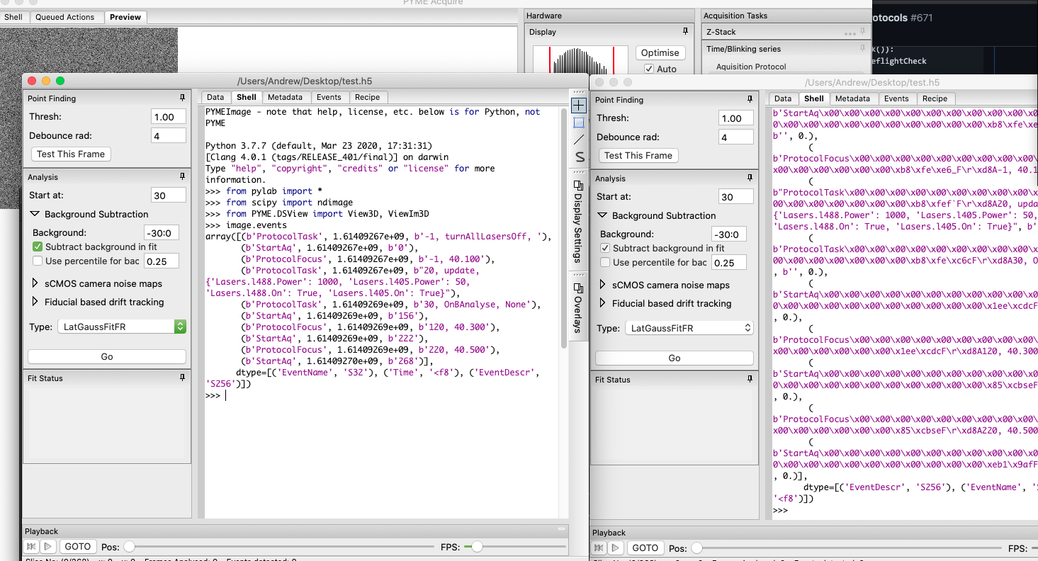 dh5view saving events in wrong format when saving to h5 (or h5 events loading has regressed ...