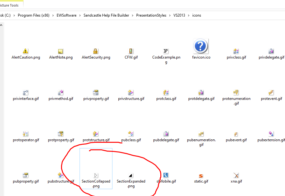 SectionExpanded.png and SectionCollapsed.png not show · Issue #858 · EWSoftware/SHFB · GitHub