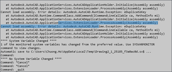 Cannot load assembly. Error details: Autodesk.AutoCAD.Runtime.Exception: eDuplicateKey · Issue ...