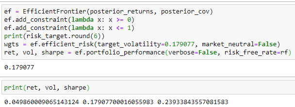 How to use efficient_risk properly? · Issue #156 · robertmartin8/PyPortfolioOpt · GitHub