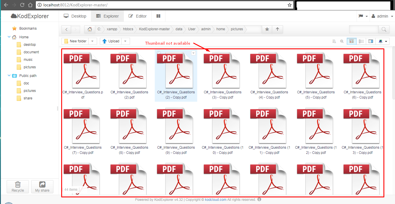PDF Thumbnail not showing · Issue #287 · kalcaddle/KodExplorer · GitHub