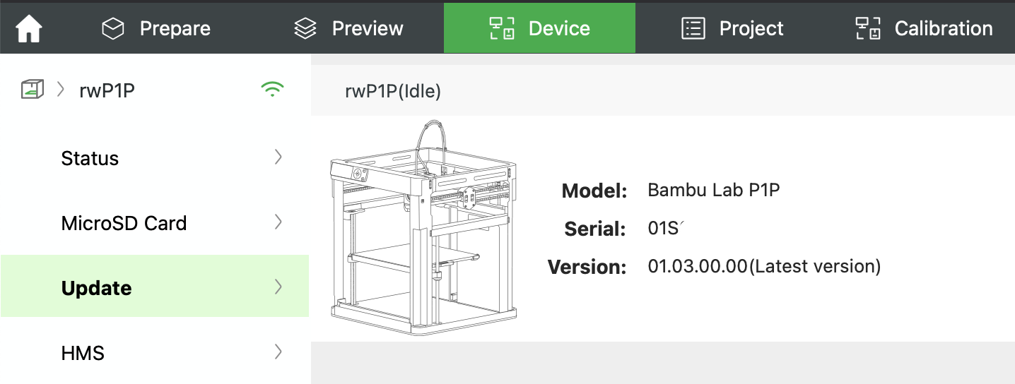 Tried Studio 1.7.0.53, No Prompt to update P1P Firmware to V01.04 · Issue #1987 · bambulab ...