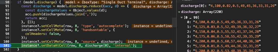 How to change the source of a handsontable cell type based on another chosen value (cell ...
