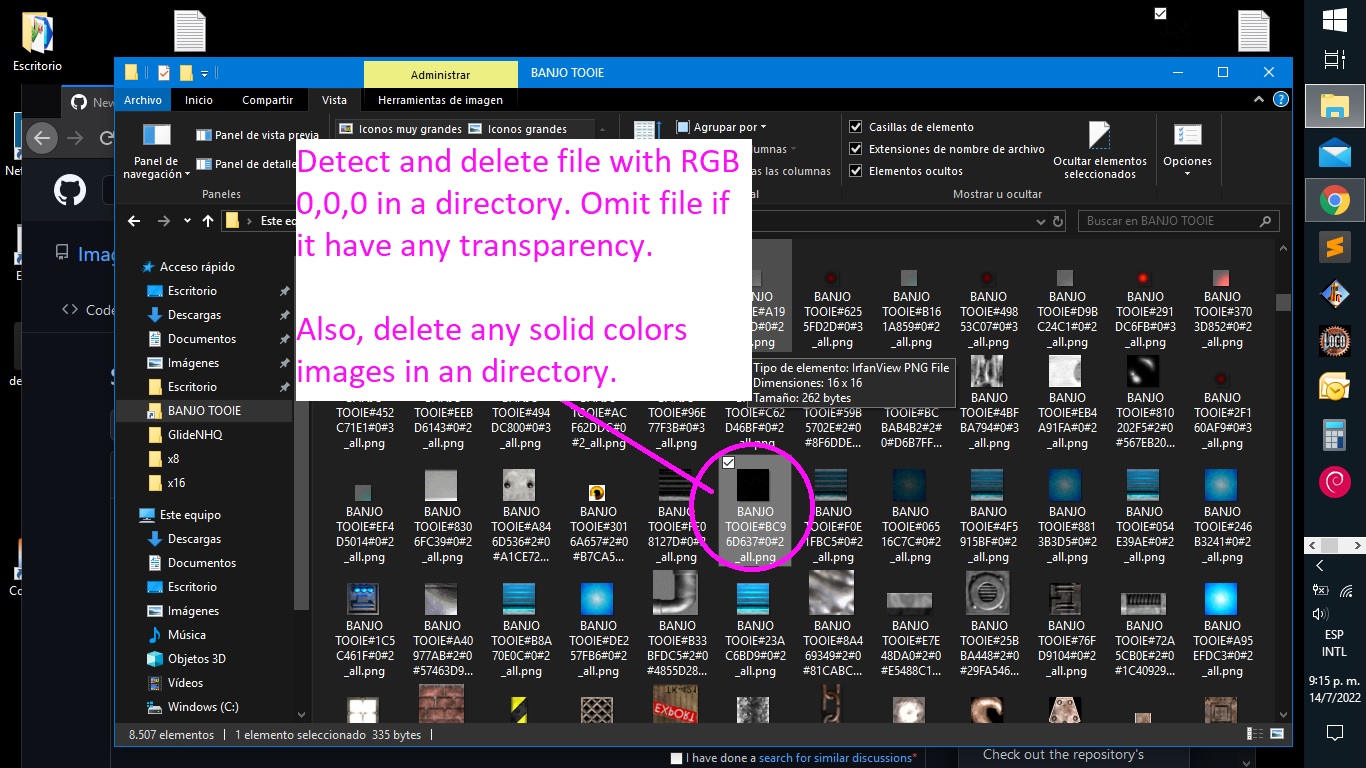 Detect a file with a 100% black file background and delete it off. Also, detect and delete any ...