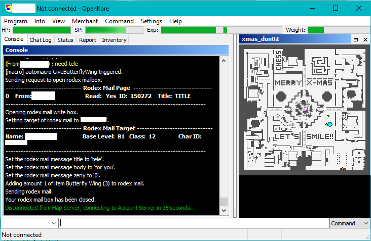 iRO Re:Start Rodex in macro disconnecting · Issue #1017 · OpenKore/openkore · GitHub
