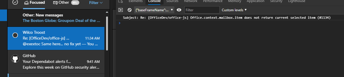 Office.context.mailbox.item does not return current selected item · Issue #1134 · OfficeDev ...
