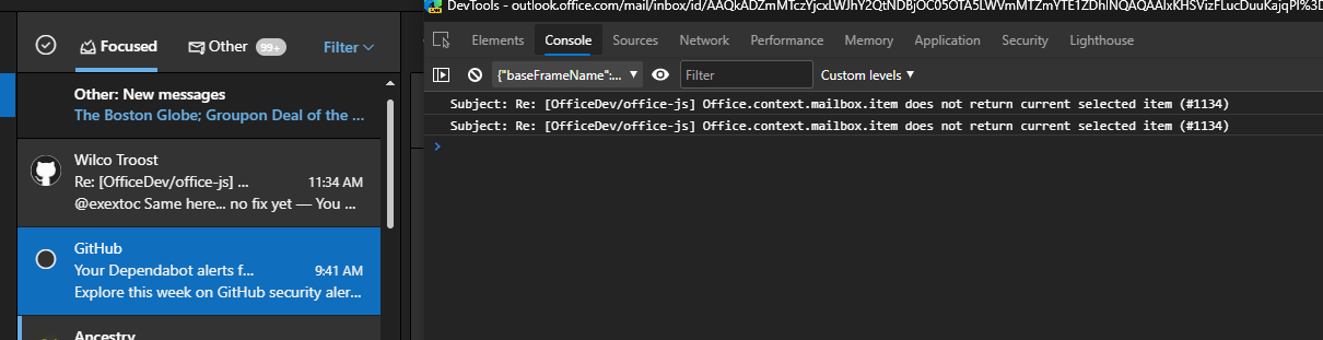 Office.context.mailbox.item does not return current selected item · Issue #1134 · OfficeDev ...