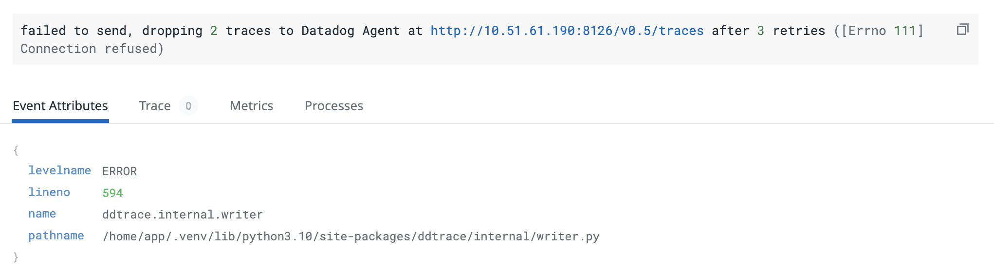 Dropping traces to Datadog Agent after server restart · Issue #5533 · DataDog/dd-trace-py · GitHub